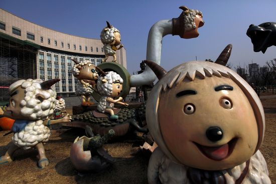 Sculptures Popular Chinese Animation Characters On Editorial Stock ...