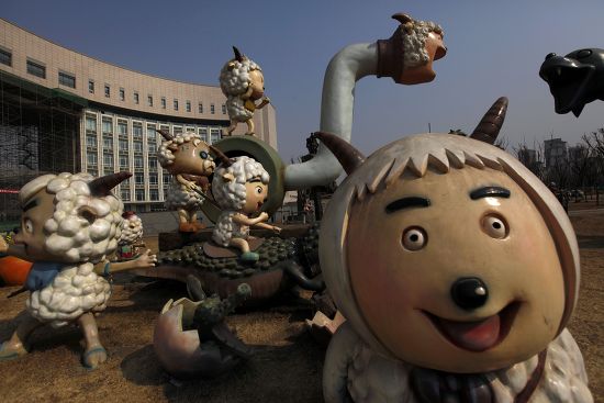 Sculptures Popular Chinese Animation Characters On Editorial Stock ...