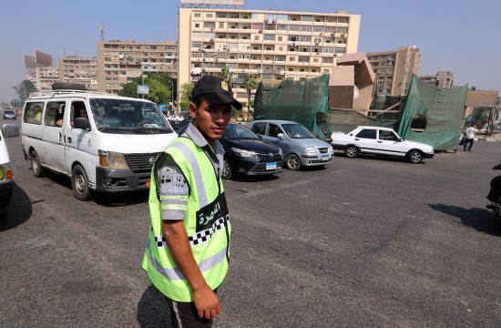 Egyptian Policemen Direct Traffic Front Rabaa Editorial Stock Photo ...