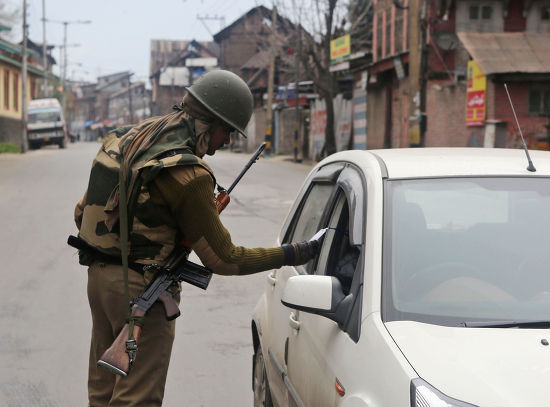 Indian Paramilitary Soldier Checks Documents Driver Editorial Stock ...