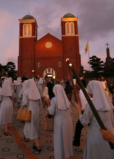 Nuns Hold Torches Procession Urakami Cathedral Editorial Stock Photo ...