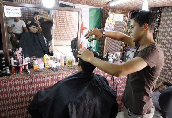 Syrian Refugee Barber Works His Shop Editorial Stock Photo - Stock ...