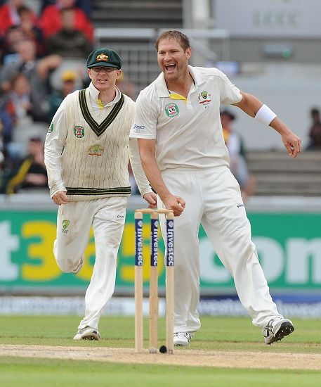 Australias Bowler Ryan Harris R Celebrates Editorial Stock Photo ...