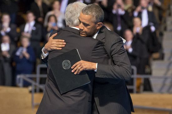 Us President Barack Obama R Hugs Editorial Stock Photo - Stock Image ...