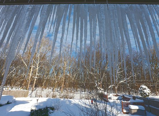 Icicles Hang Eaves House Snow Covers Editorial Stock Photo - Stock ...