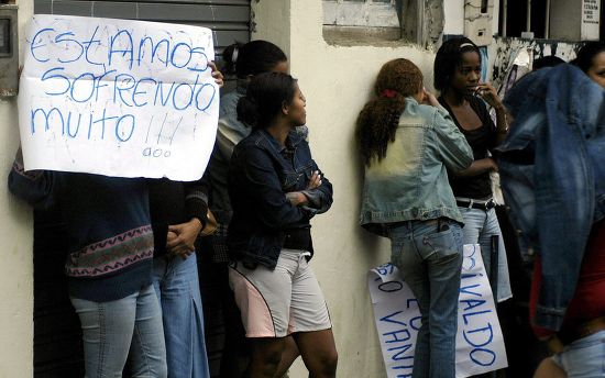 Relatives Inmates Benfica Prison Hold Placards Editorial Stock Photo ...