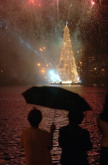 Brazilians Watch Fireworks Show After Installation Editorial Stock ...