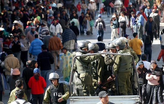 Bolivian Riot Police Patrol Streets Garita Editorial Stock Photo ...