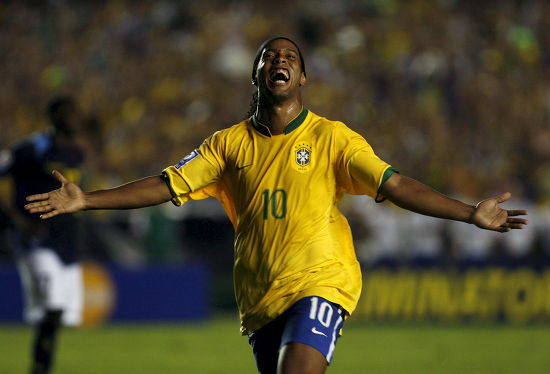 Brazilian Player Ronaldinho Gaucho Celebrates After Editorial Stock ...