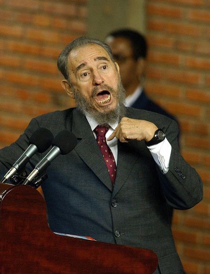Cuban President Fidel Castro Making Speech Editorial Stock Photo ...