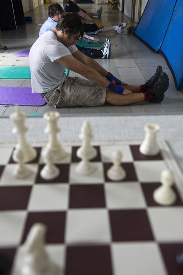 Chess Boxers Training Exercising Chess Board Editorial Stock Photo ...