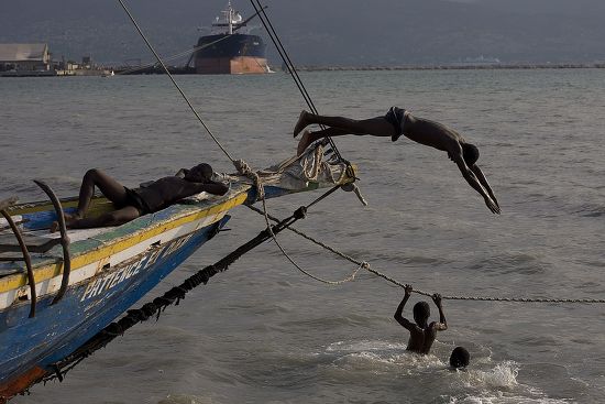 Boy Jumps Ship Into Sea Cite Editorial Stock Photo - Stock Image ...