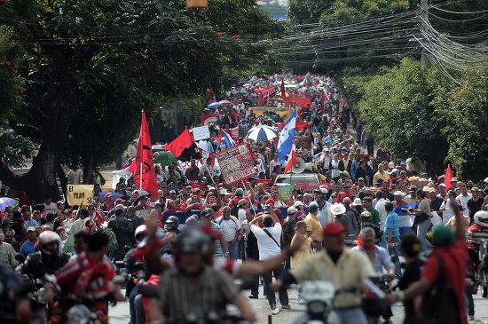 Demonstrators Participate Rally Tegucigalpa Honduras 07 Editorial Stock ...