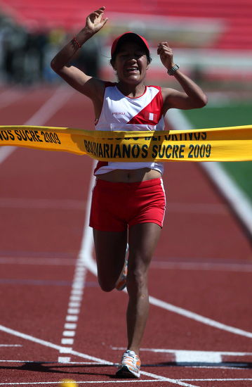 Peruvian Athlete Jemena Misayauri Cross Finish Editorial Stock Photo ...