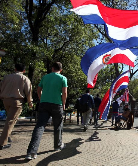 Paraguayan Fans Walk Front Stall Street Editorial Stock Photo - Stock ...