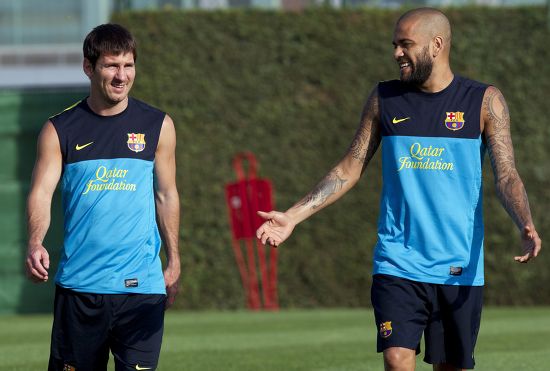 Barcelonas Lionel Messi Daniel Alves Take Editorial Stock Photo - Stock ...