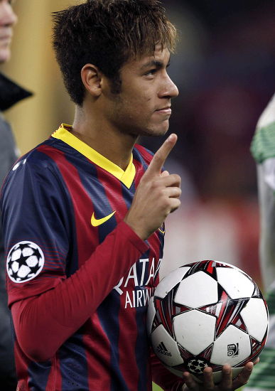 Fc Barcelonas Brazilian Neymar Gestures Ball Editorial Stock Photo ...