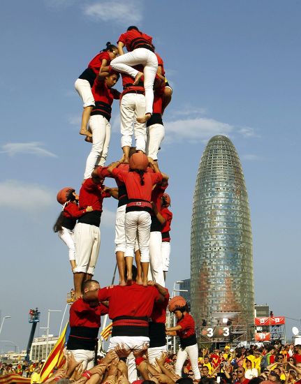 Participants Build Human Pyramid Called Castell Editorial Stock Photo ...