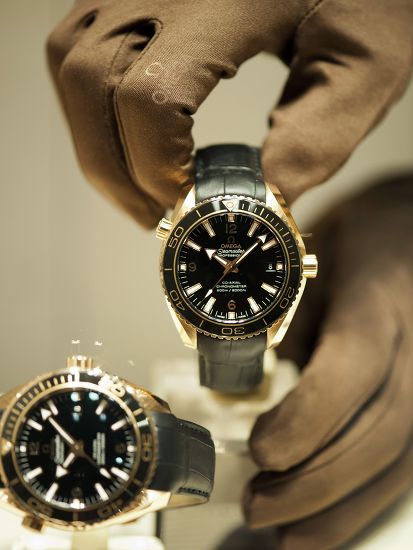 Omega Seamater Planet Ocean Ceragold Wristwatch Editorial Stock Photo ...