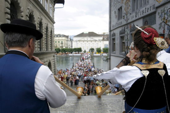 Two Alphorn Musicians During Concert During Editorial Stock Photo ...