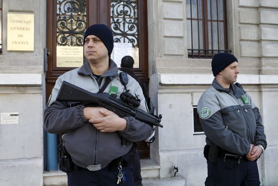 Swiss Police Officers Control Area Front Editorial Stock Photo - Stock ...