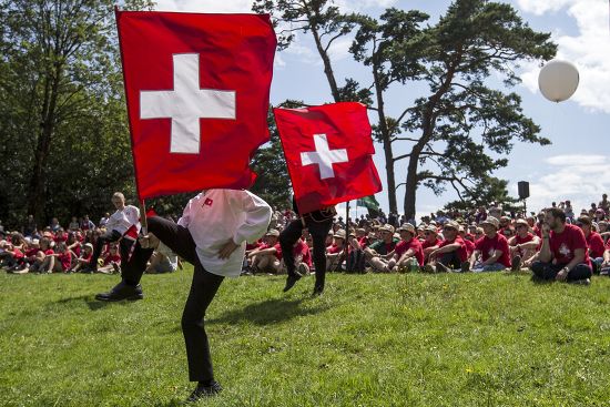 Flag Throwers Perform During National Day Editorial Stock Photo - Stock ...