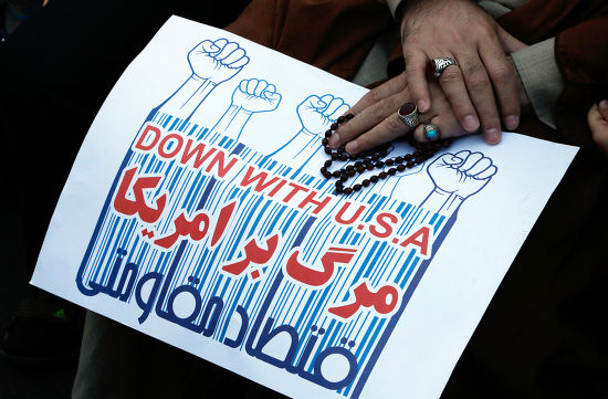 Iranian Cleric Holds Antius Flag During Editorial Stock Photo - Stock ...