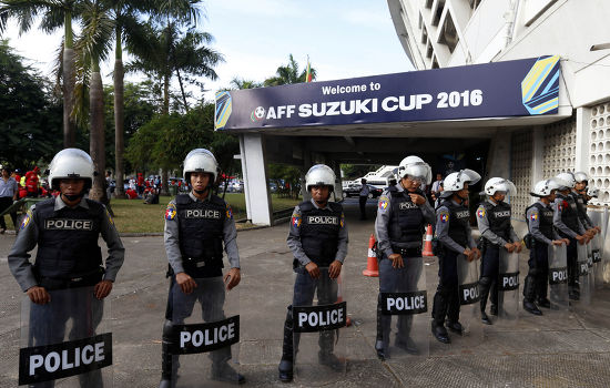 Myanmar Riot Police Stand Guard During Editorial Stock Photo - Stock ...