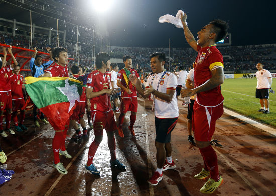 Myanmar Football Team Celebrate After They Editorial Stock Photo ...