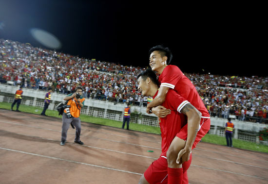 Myanmar Football Team Celebrate After They Editorial Stock Photo ...