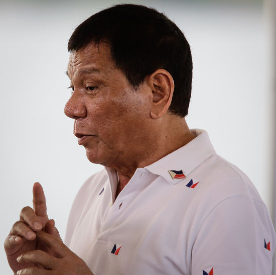 Philippine President Rodrigo Duterte Gestures During Editorial Stock ...