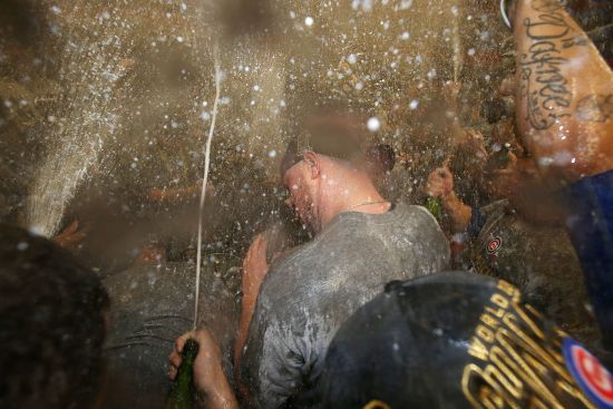 Chicago Cubs Players Celebrate Locker Room Editorial Stock Photo ...