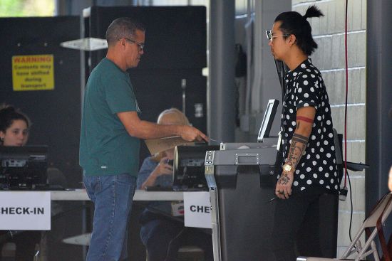 Voter Places L His Ballot Scanner Editorial Stock Photo - Stock Image ...