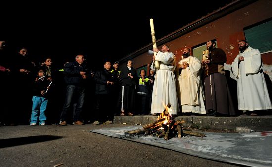 Evacuated People Attend Easter Vigil Tent Editorial Stock Photo - Stock ...