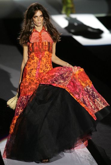 Model Presents On Catwalk Long Red Editorial Stock Photo - Stock Image ...