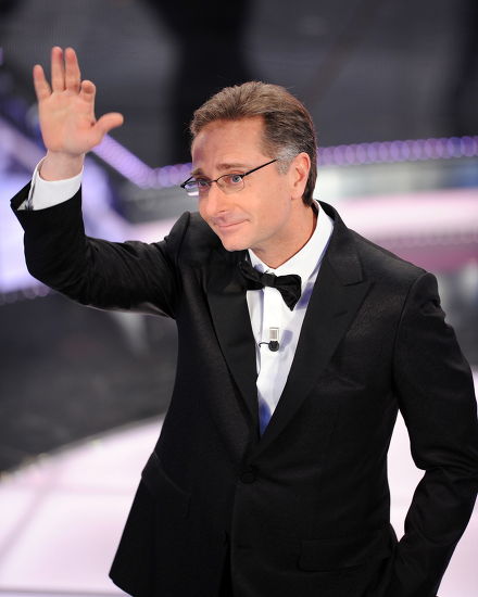 Italian Presenter Paolo Bonolis Gestures During Editorial Stock Photo ...