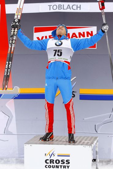 Russias Alexander Legkov Celebrates On Podium Editorial Stock Photo ...