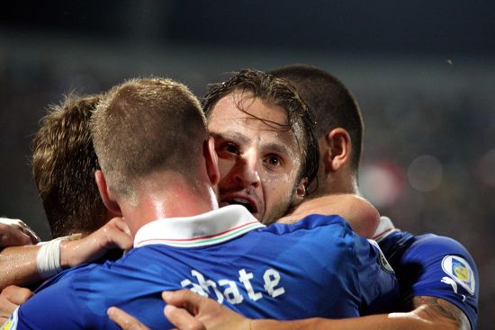 Italian Forward Alberto Gilardino Celebrates After Editorial Stock ...