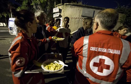 Members Italian Red Cross Give Food Editorial Stock Photo - Stock Image ...