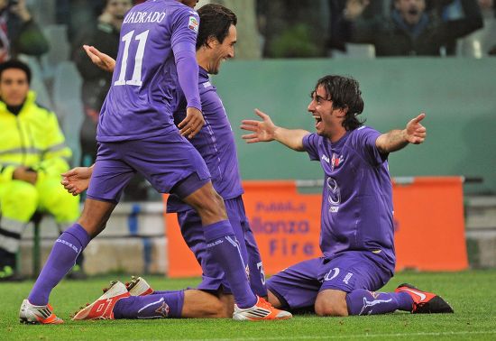 Fiorentina Striker Luca Toni C Celebrates Editorial Stock Photo - Stock ...