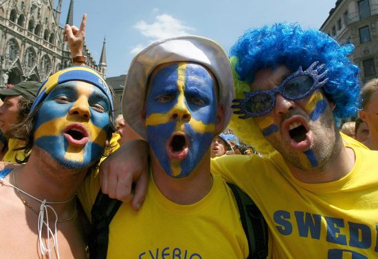 Swedish Supporters Cheering Front Munich City Editorial Stock Photo ...