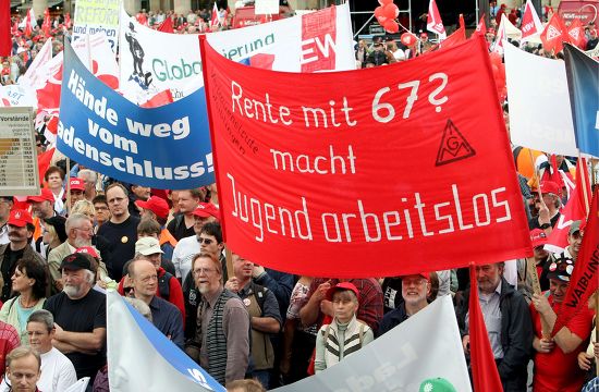 People Posters Flags Demonstrate Against Reform Editorial Stock Photo ...