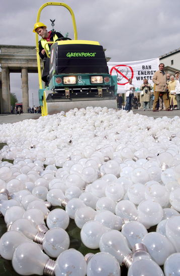 Greenpeace Activist Destroys Flat Light Bulbs Editorial Stock Photo ...