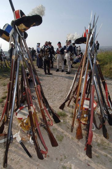 Prussian Soldiers Stand Behind Stacked Rifles Editorial Stock Photo ...
