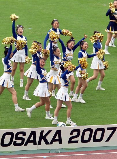 Japanese Cheerleaders Performing During Final Opening Editorial Stock ...