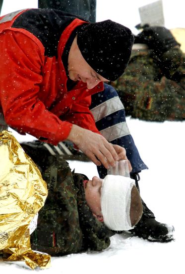 Bundeswehr Soldier Being Bandaged By Rescue Editorial Stock Photo ...