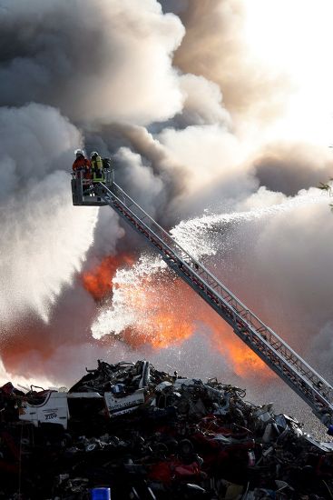 Firemen Fight Major Fire On Compounds Editorial Stock Photo - Stock ...