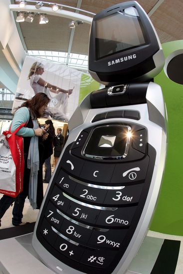 Visitor Looks Giant Cell Phone Displayed Editorial Stock Photo - Stock ...
