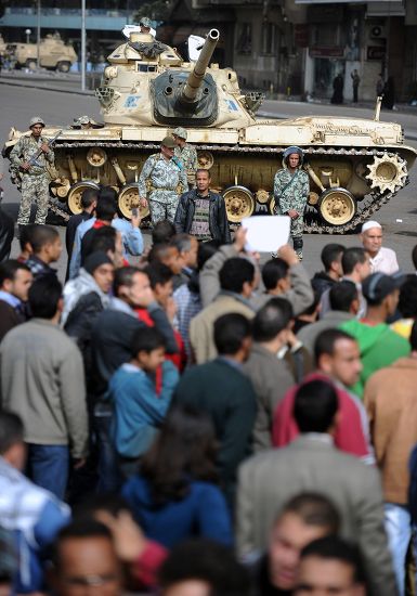 Demontrators Stand Front Tank During Protests Editorial Stock Photo ...