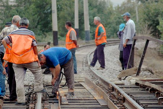 Georgian Railway Workers Fix Tracks Repair Editorial Stock Photo ...